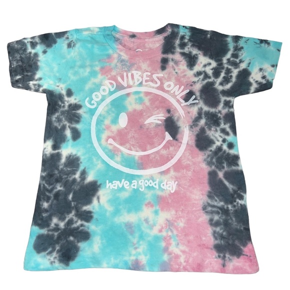 CD MINIE | Shirts & Tops | Good Vibes Only Tye Die Short Sleeve Kids ...